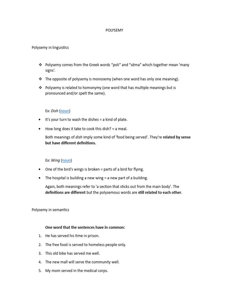 POLYSEMY | PDF | Linguistics | Clinical Medicine