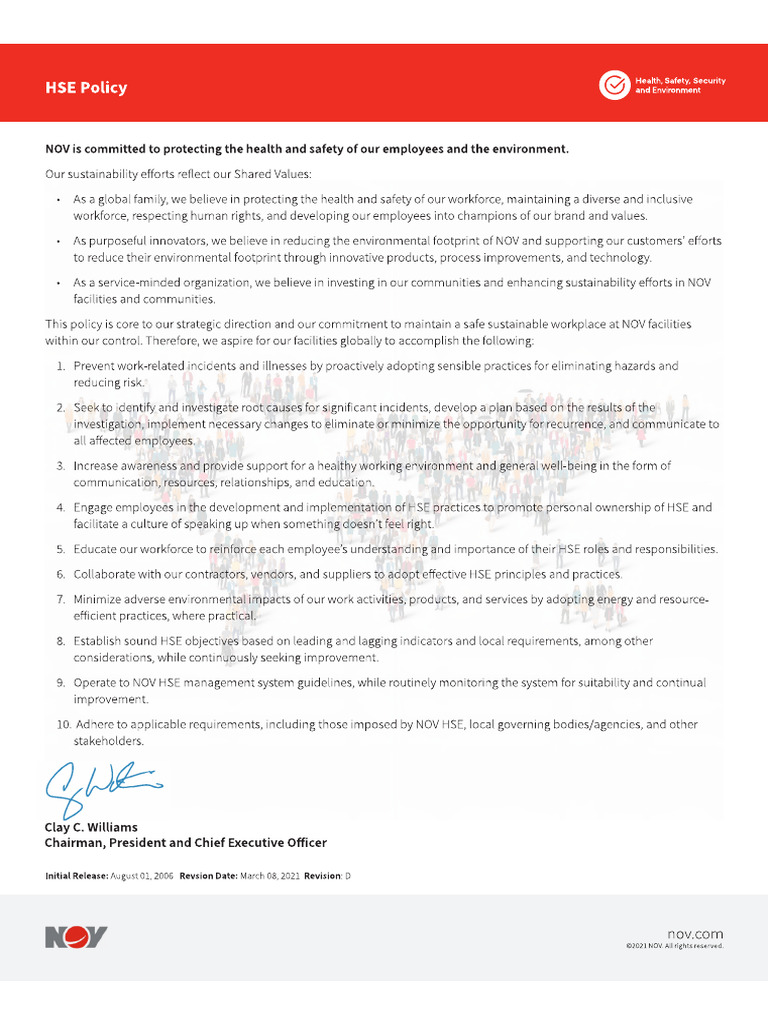 HSE Policy - As at 2021 | PDF