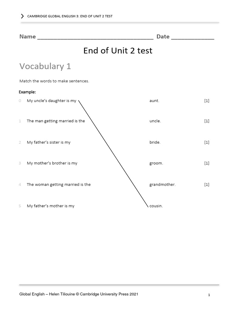 Vocabulary 1: End of Unit 2 Test | PDF | Socialization | Linguistics