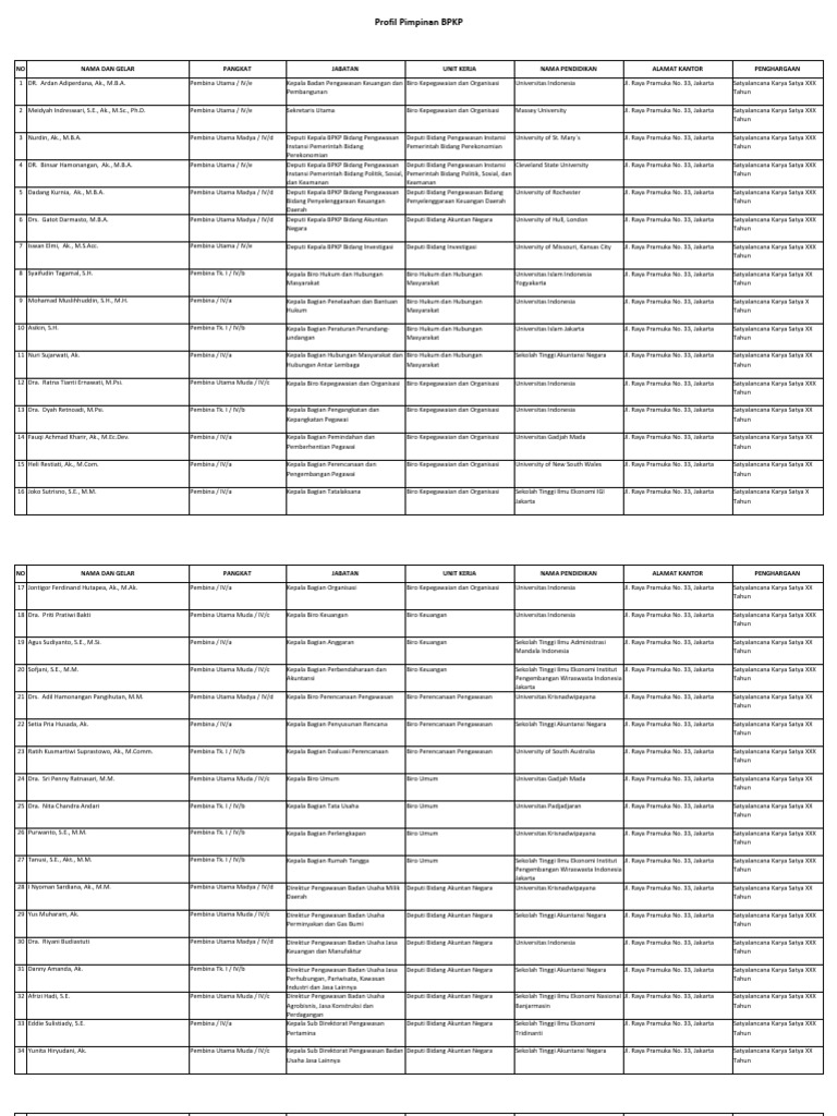 Profil Pimpinan BPKP | PDF