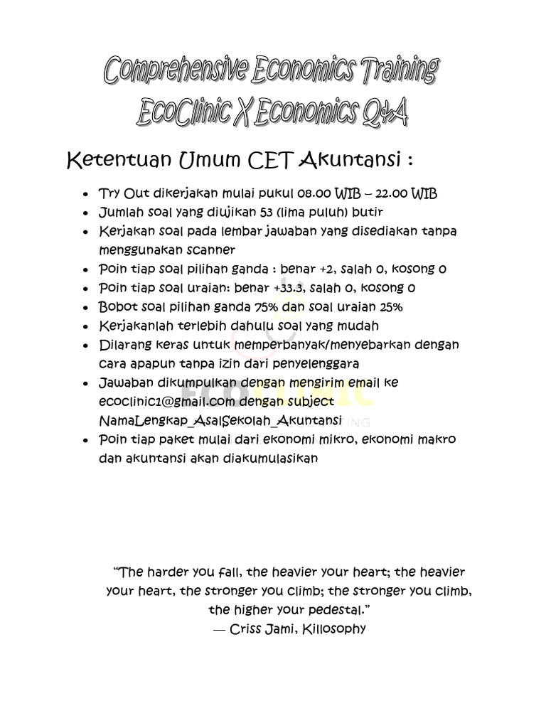 Ketentuan Try Out Akuntansi CET | PDF