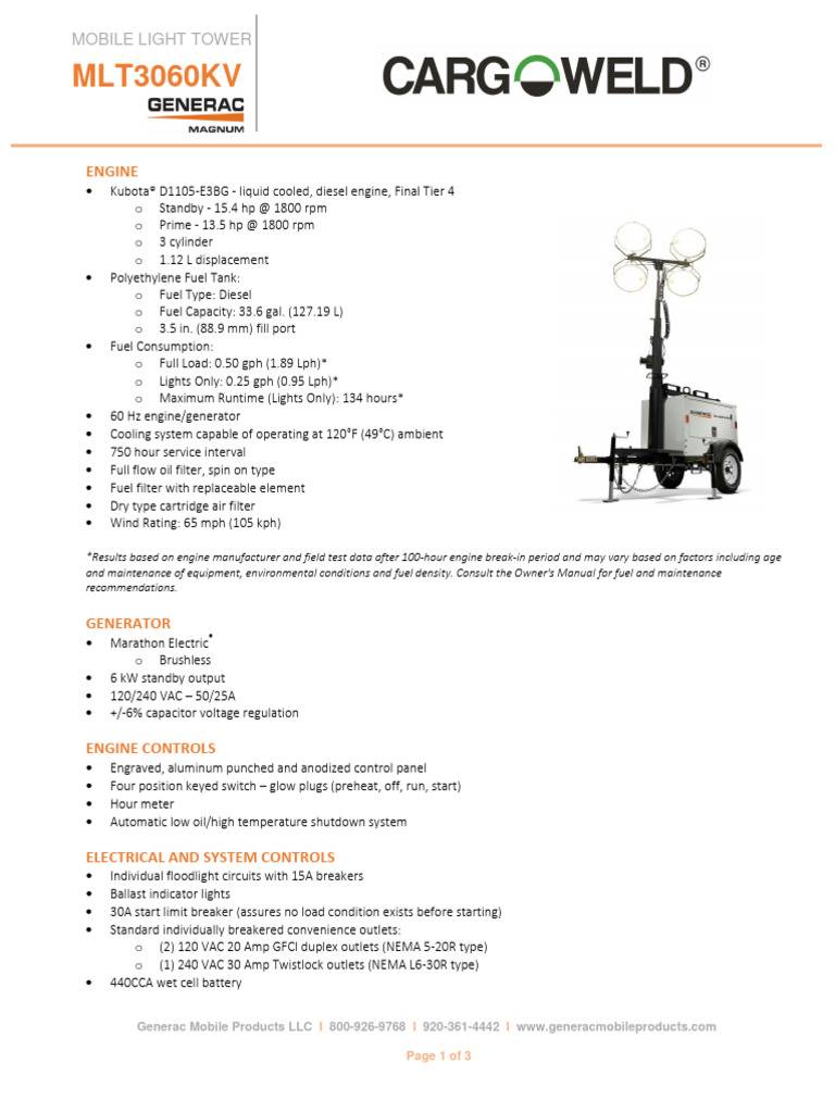 6 Kva Light Tower | PDF | Engines | Diesel Engine