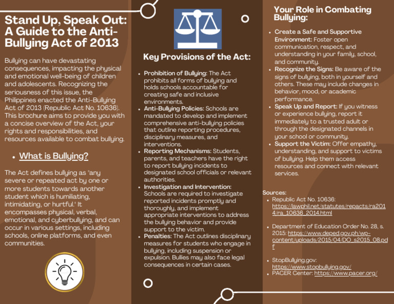Anti Bullying Act Brochure | Download Free PDF | Bullying | Cyberbullying