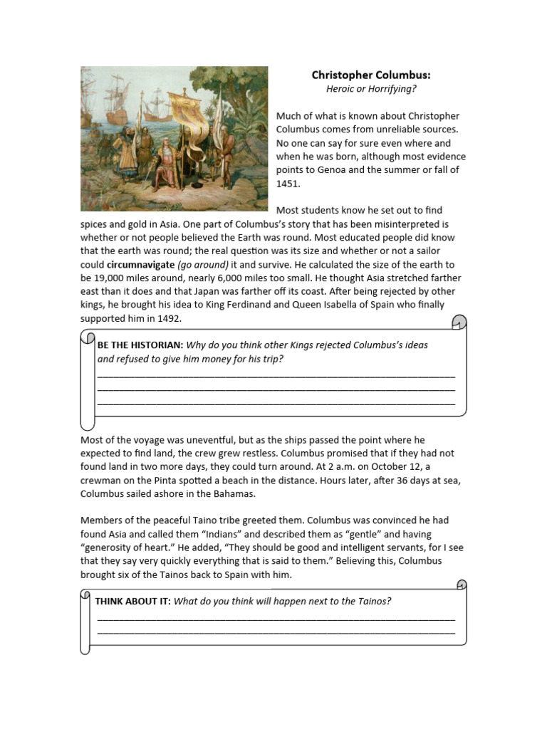 Christopher Columbus Heroic or Horrifying | PDF | Christopher Columbus ...