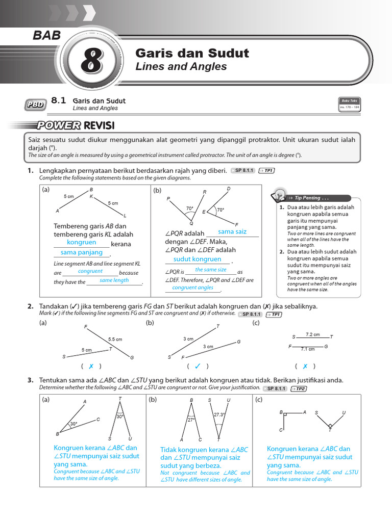 Garis Dan Sudut: Lines and Angles | PDF