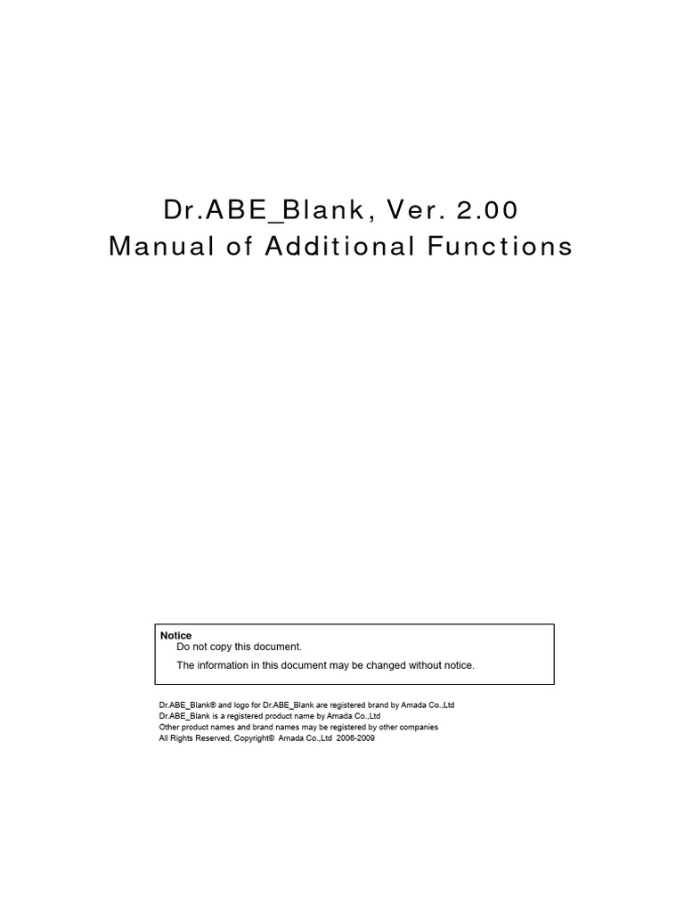 DR - Abe - Blank Manual For V2.00 Additionl Functions-Rev11 | PDF