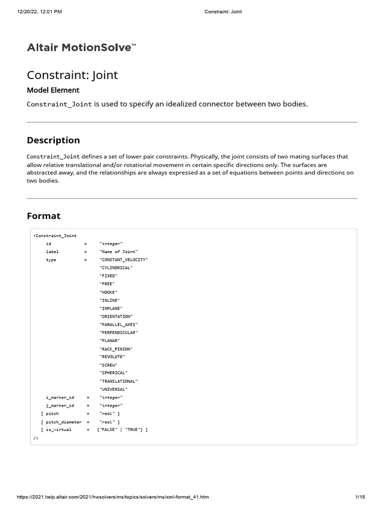 Constraint Joint | PDF