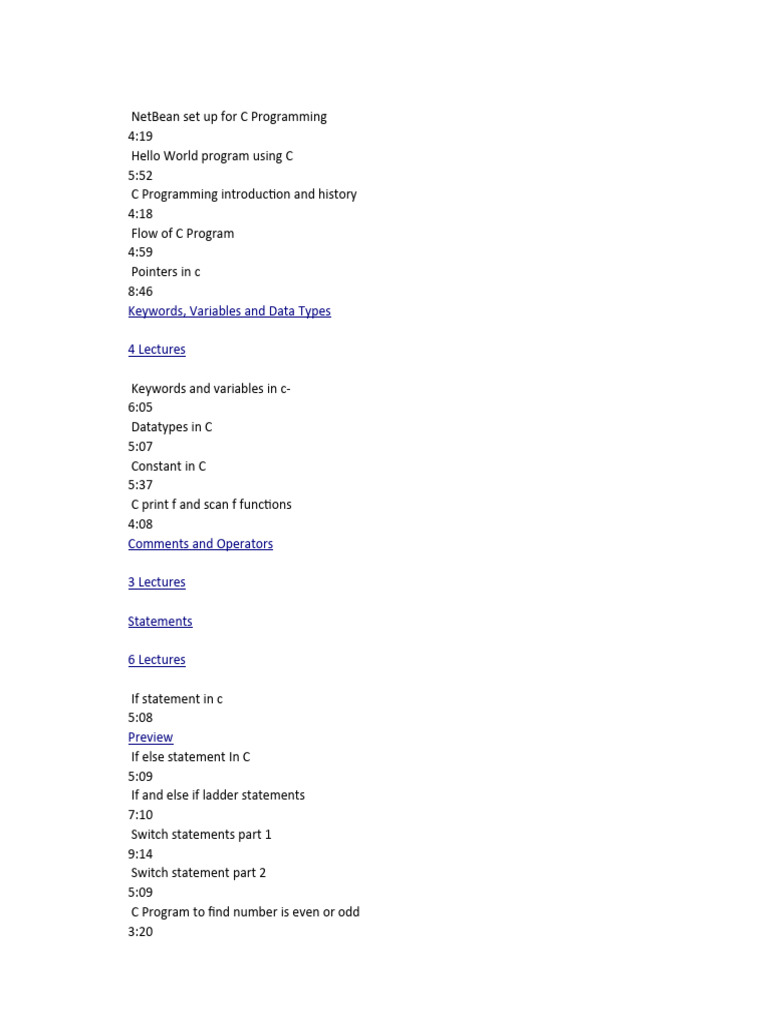 C Programming Curriculum | PDF