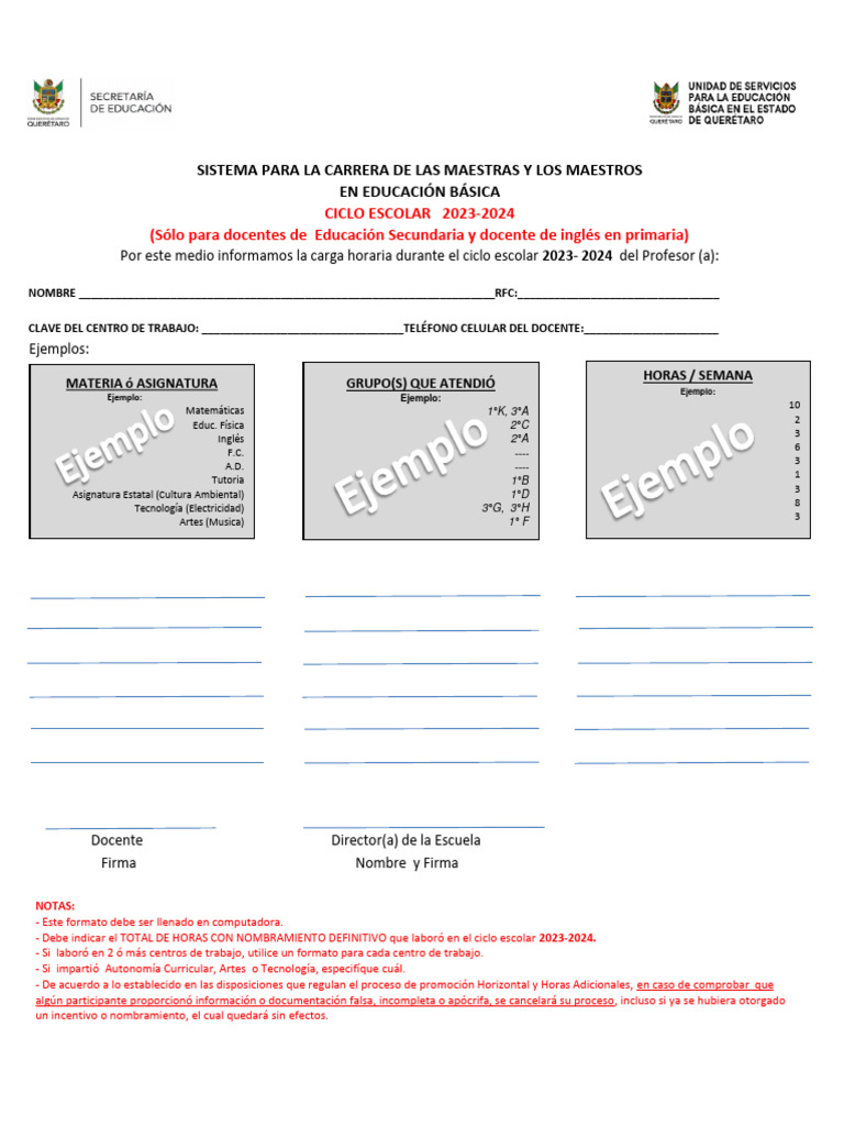 Carga Horaria Secundaria 2023 2024 Pdf Maestros