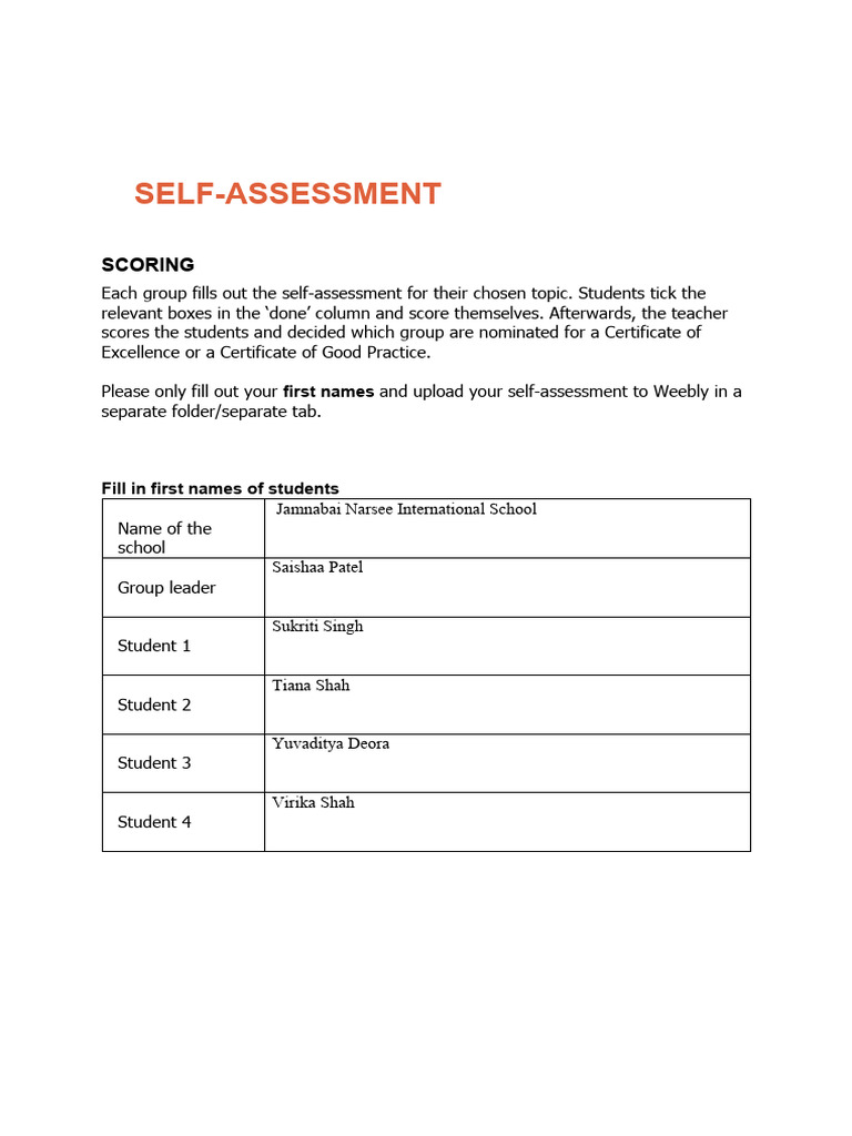 self assessment sheet 2023-24 group 3 mass media eumind 1 | PDF | Human Communication | Cognition