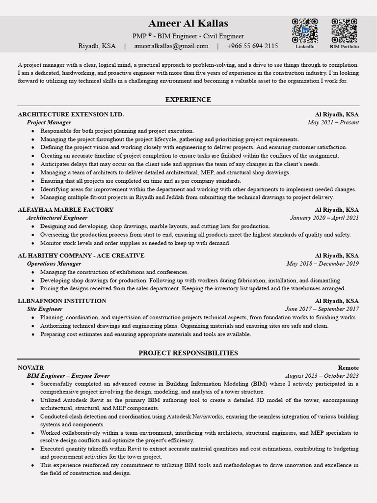 Ameer AL Kallas - BIM Engineer (Arch) | PDF | Building Information ...