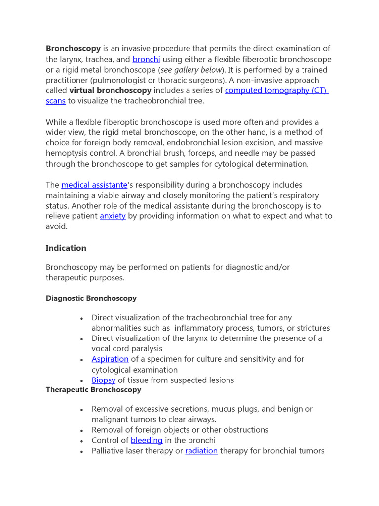 Bronchoscopy - Patient Prep | PDF