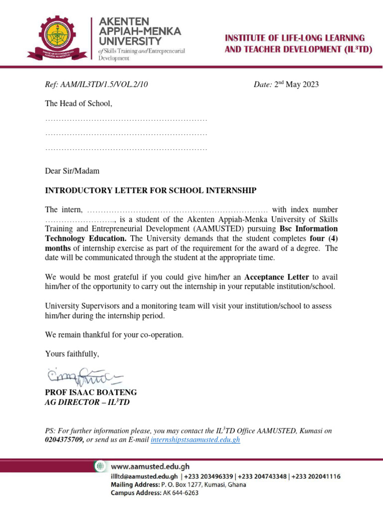 Introductory Letters - BSC Information Technology Education | PDF