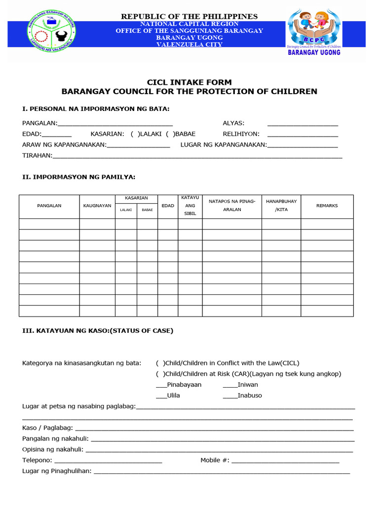 BCPC Cicl Intake Form | PDF