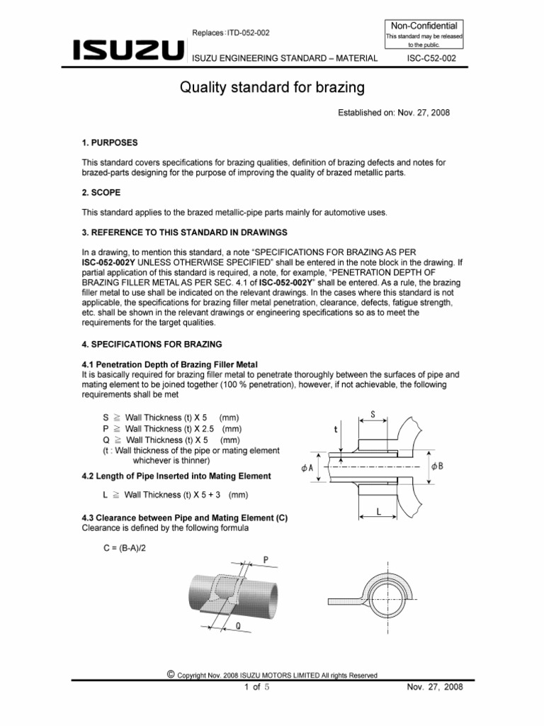 ISUZU-ST-023 ISC-C52-002 - E - Quality Standard For Brazing | PDF