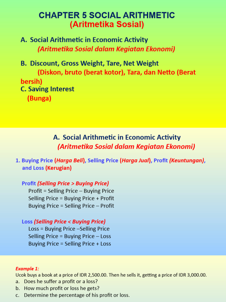 Chapter 5 Social Arithmetic (Aritmatika Sosial) | PDF | Economies ...