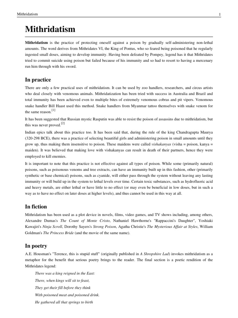 Mithridatism | PDF | Toxicology