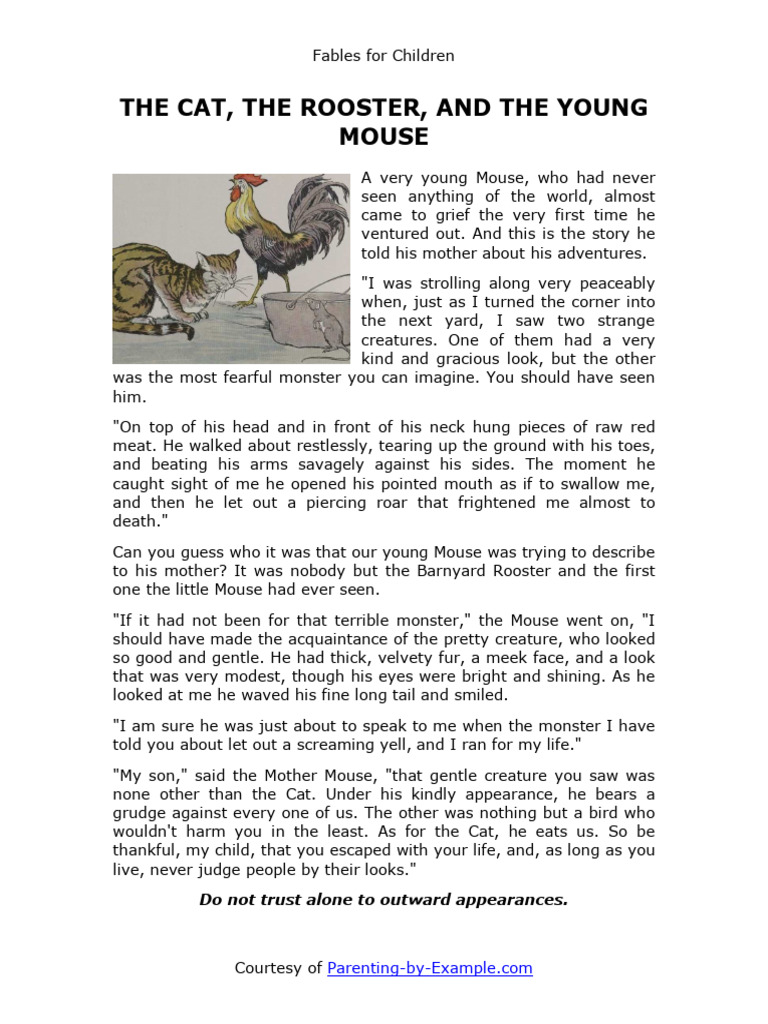 The Cat The Rooster and The Young Mouse | PDF | General Fiction