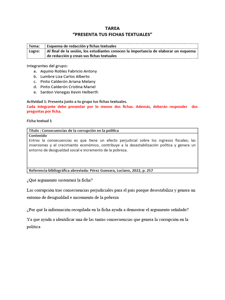 Semana 09 - Tema 02 Tarea - Presenta Tus Fichas Textuales | PDF Semana 09 - Tema 02 Tarea - Presenta Tus Fichas Textuales | PDF