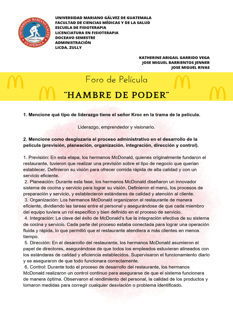 Hambre de Poder | PDF | Mc Donald's | Calidad (comercial)