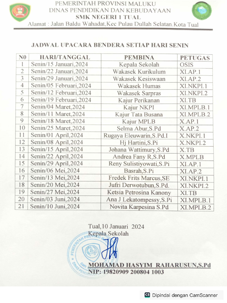 Jadwal Upacara | PDF