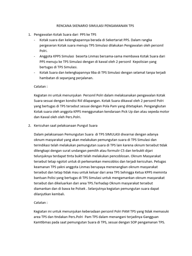 Skenario Simulasi Pam TPS | PDF