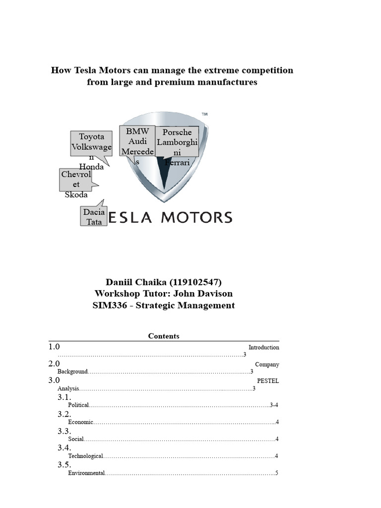 Tesla's Competitive Strategy Analysis | PDF | Car | Electric Car
