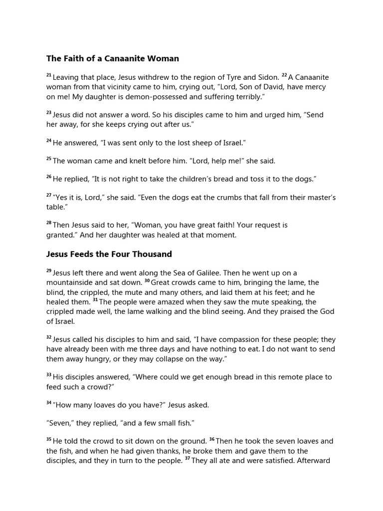 The Canaanite Woman's Faith Explained | PDF | Jesus | Elijah