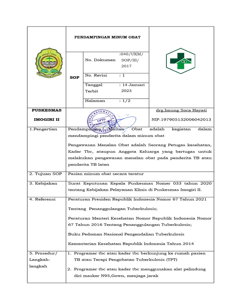 Sop Pendampingan Minum Obat | PDF