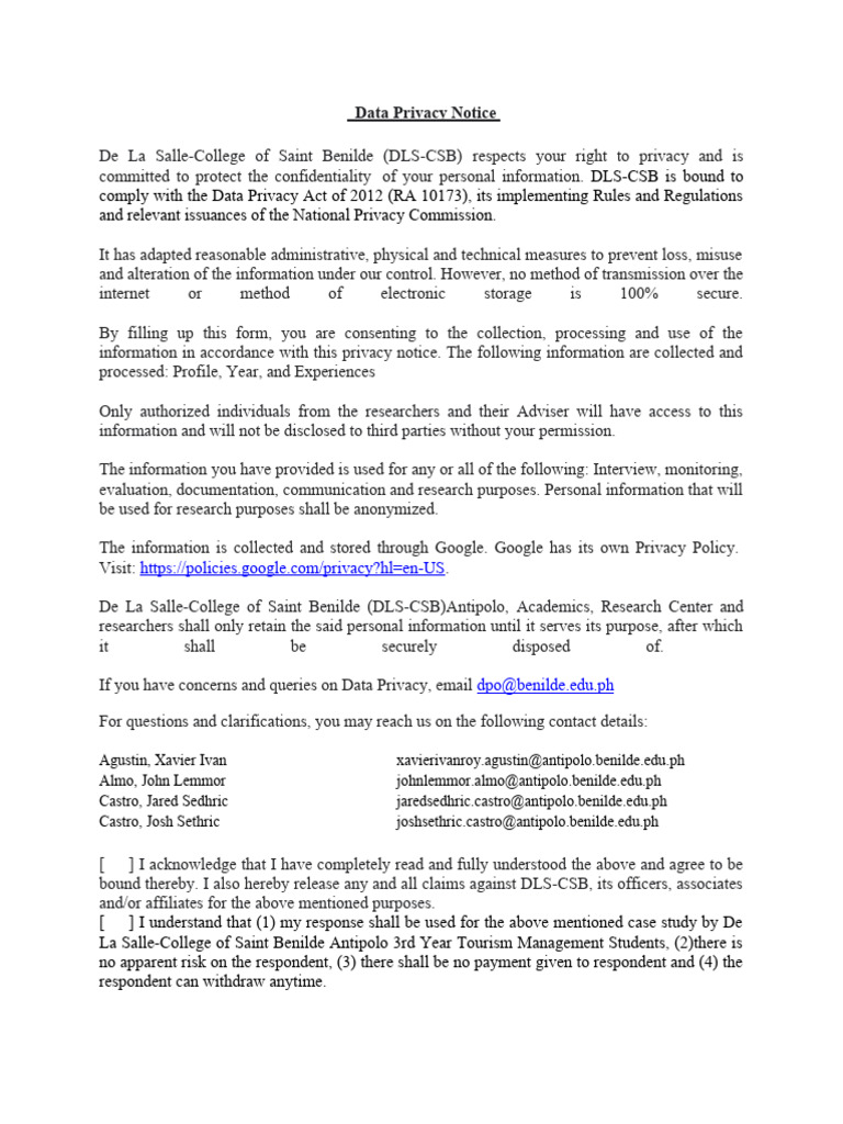 Survey Questionnaire | PDF | Privacy | Information Privacy