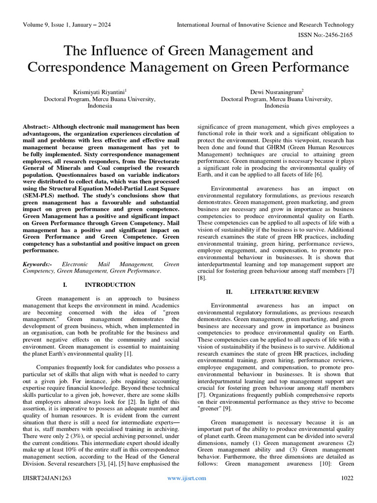 Green Management's Impact on Performance | PDF | E Government | Governance