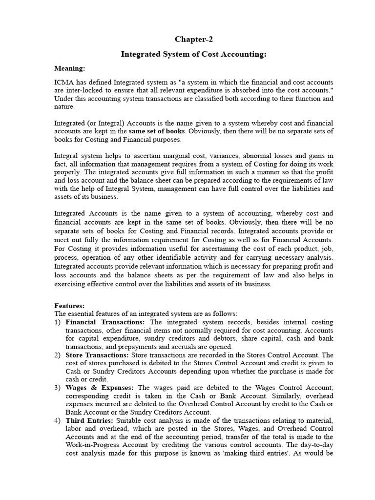 Integrated Cost Accounting Overview | PDF | Debits And Credits | Cost