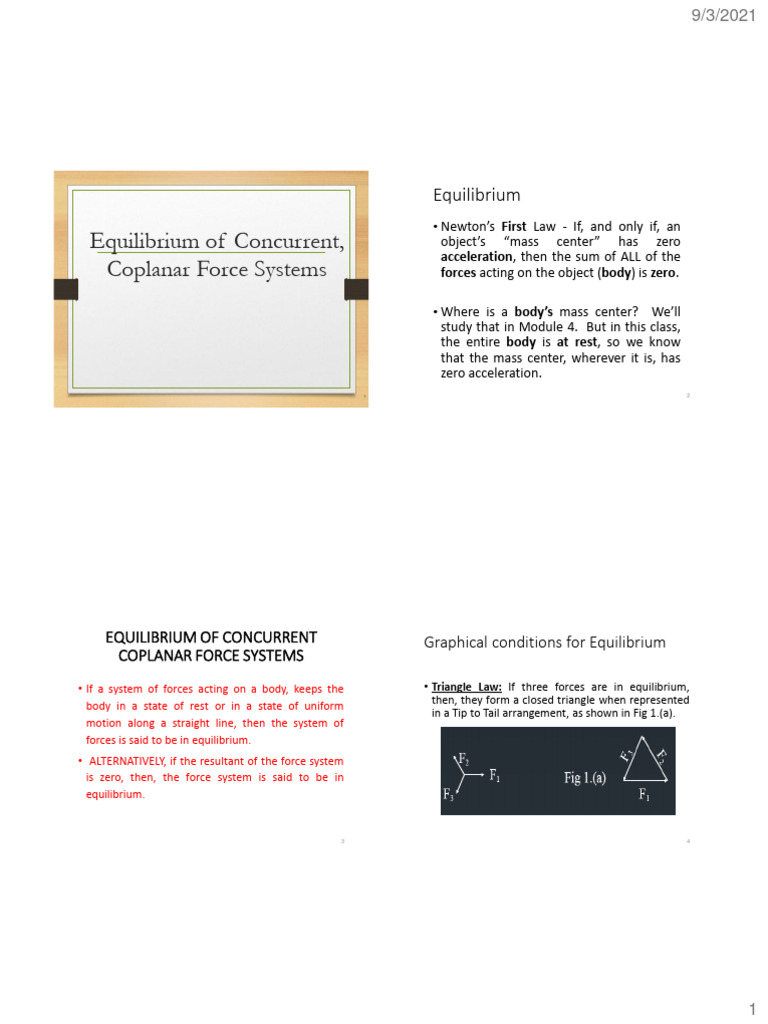 Equilibrium of Concurrent Coplanar Force System | PDF | Force | Newton ...