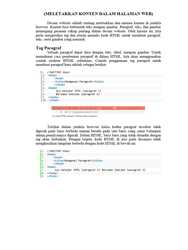Panduan Dasar HTML: Paragraf, Heading, dan List | PDF
