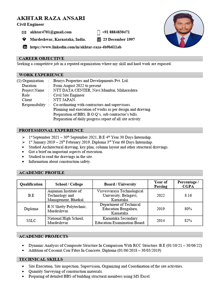 Civil Engineer Profile Summary | PDF