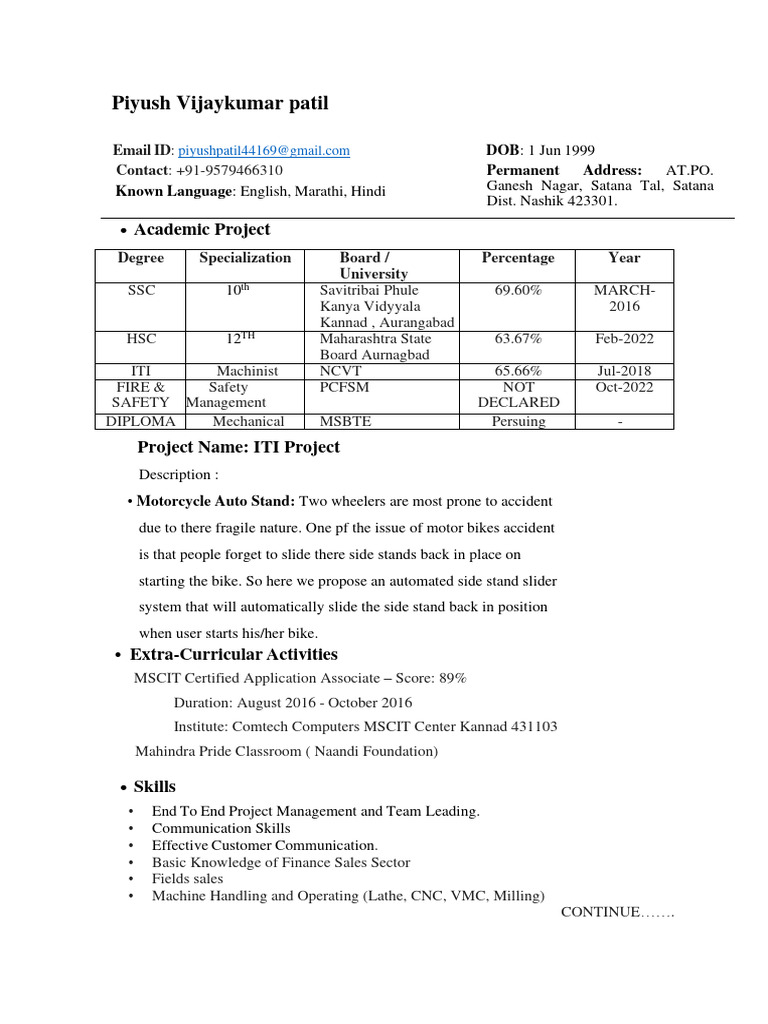 Piyush Vijaykumar Patil | PDF | Metalworking
