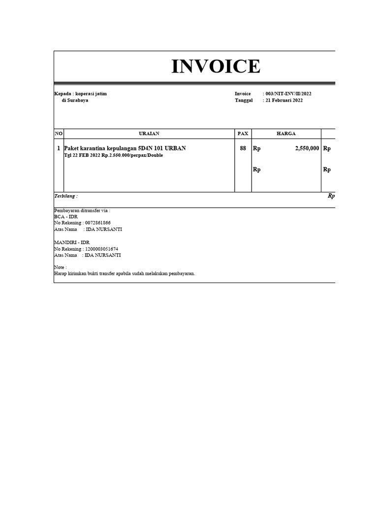 Invoice Nurmi i Kop Jatim 09 Maret 2022 | PDF