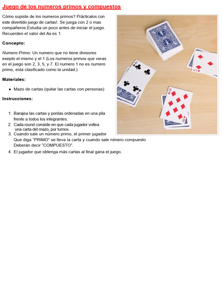 Juego de Numeros Primos | PDF
