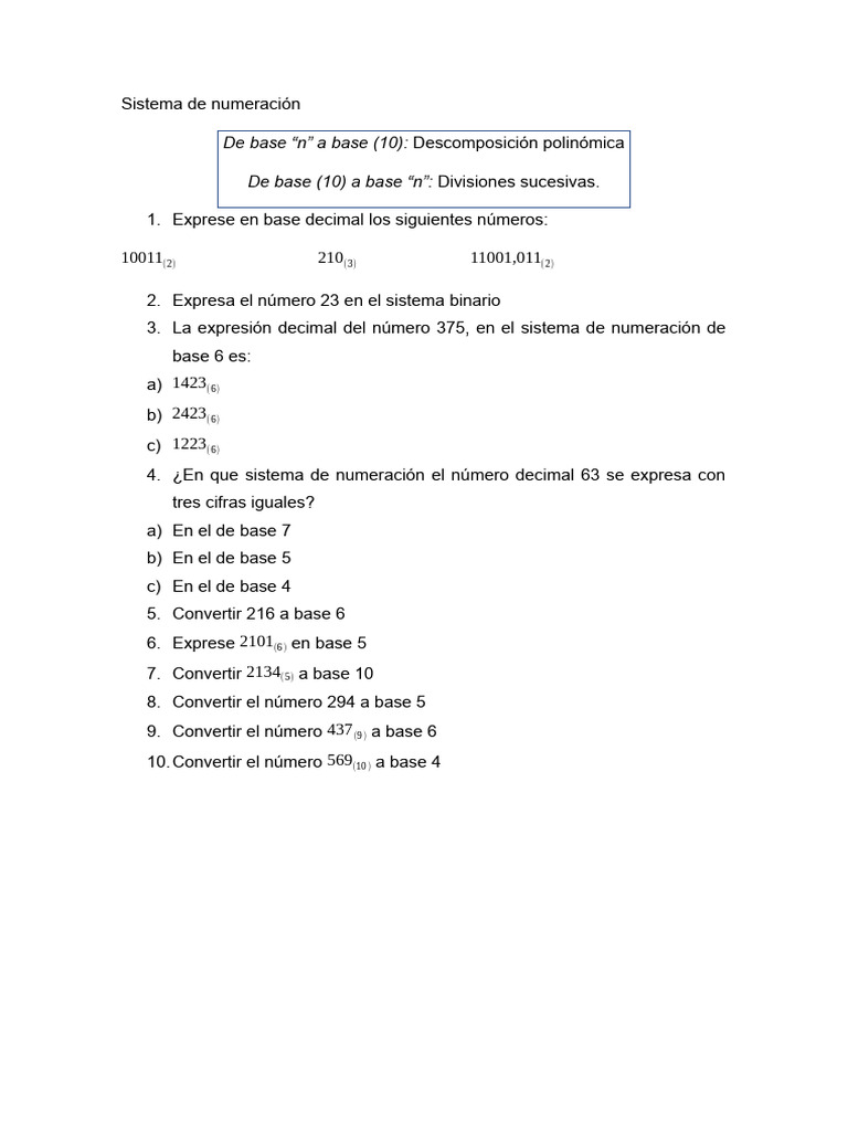 Conversión de Bases Numéricas | PDF | Juegos y actividades | Informática