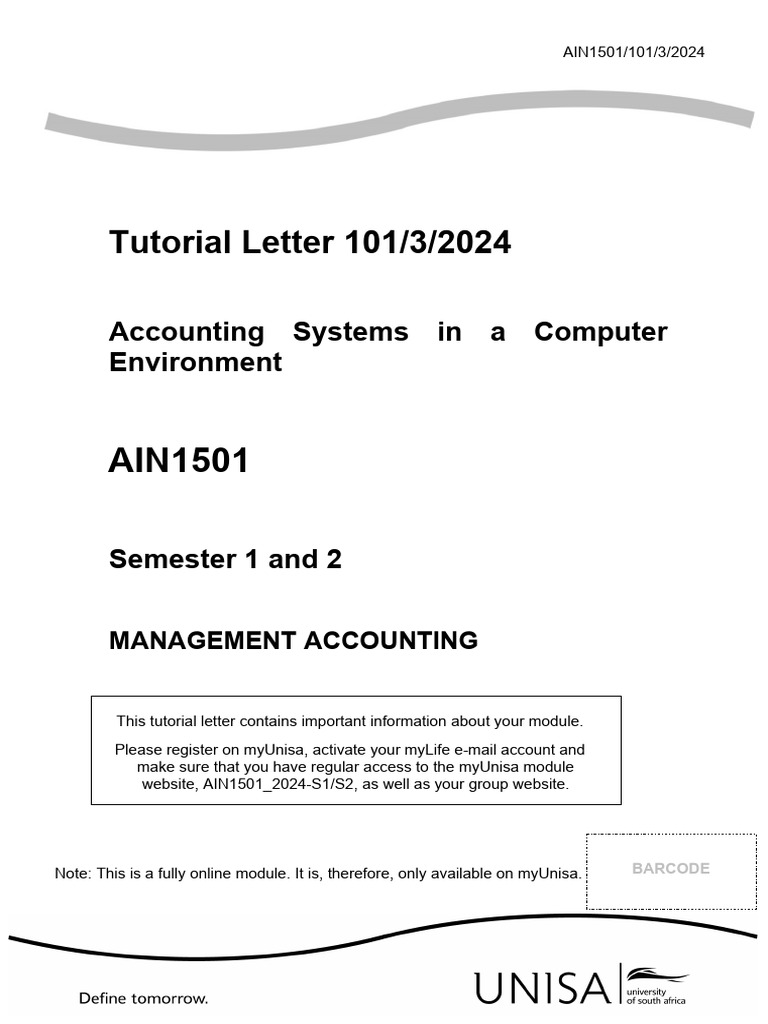 Tutorial Letter 101/3/2024: Accounting Systems in A Computer Environment | PDF | Libraries ...