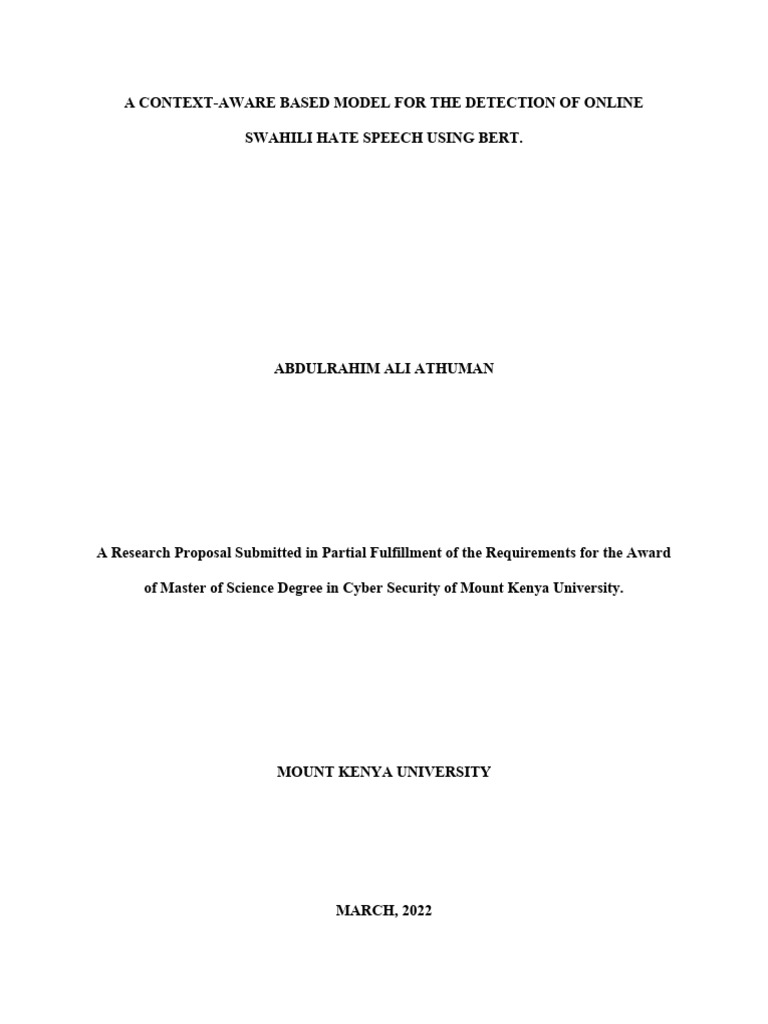 A Context-Aware Based Model For The Detection of Online Swahili Hate ... A Context-Aware Based Model For The Detection of Online Swahili Hate ...