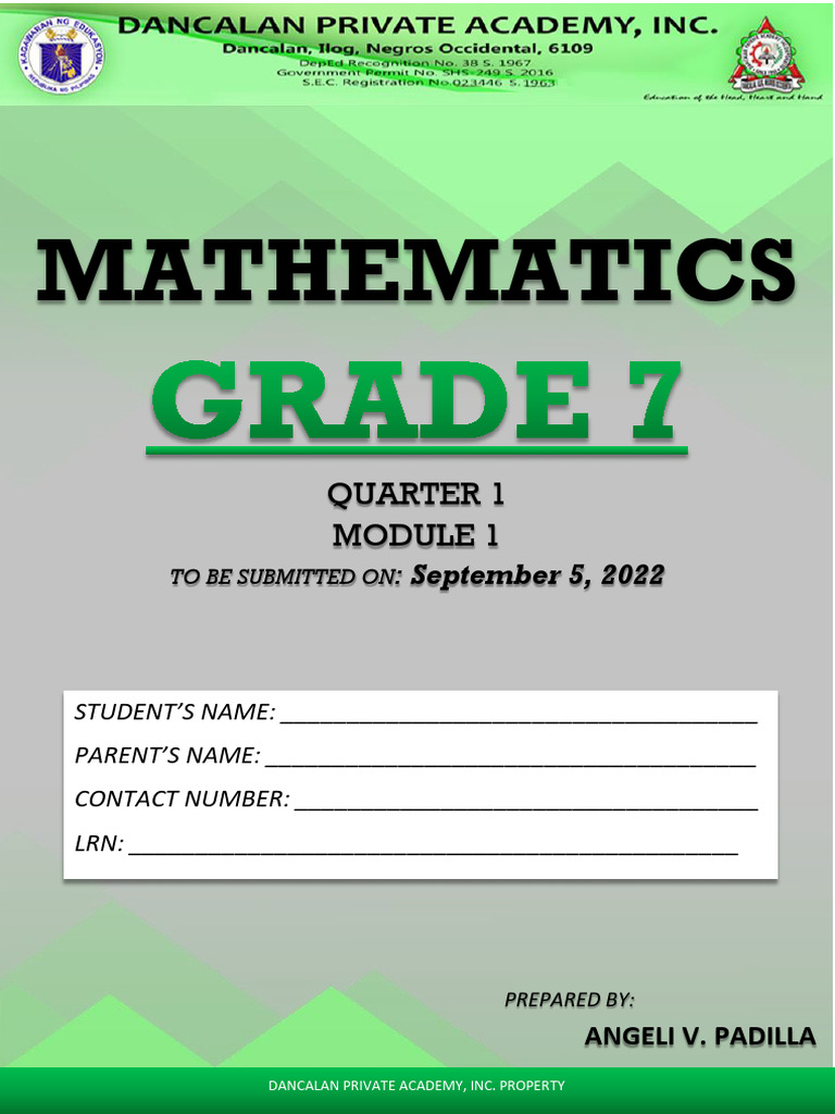 Mathematics: Quarter 1 | PDF | Set (Mathematics) | Empty Set