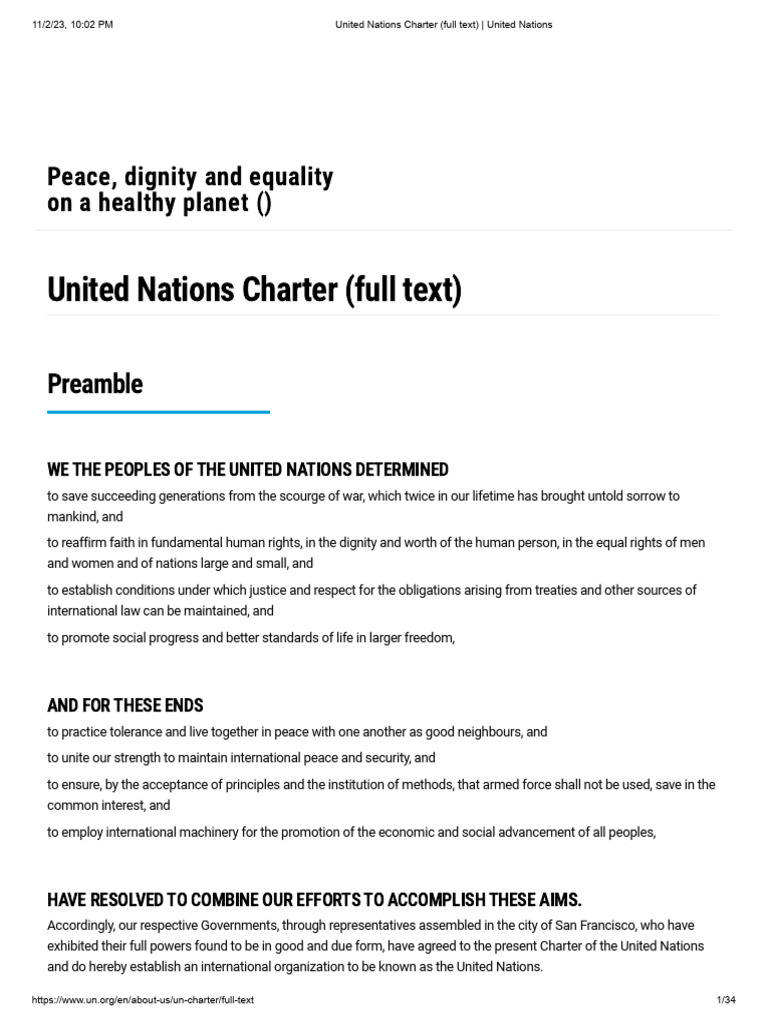 United Nations Charter (Full Text) - United Nations | PDF | United Nations | International Relations
