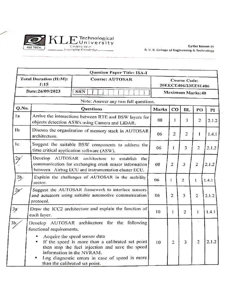 7 Sem ISA I & II QP's | PDF
