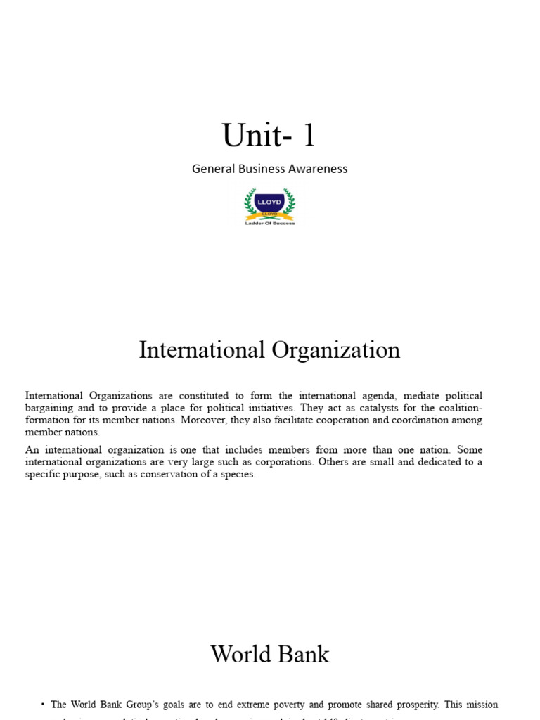 Overview of Key International Organizations | PDF