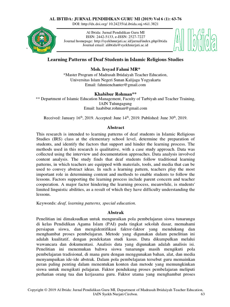 2019 - Learning Patterns of Deaf | PDF