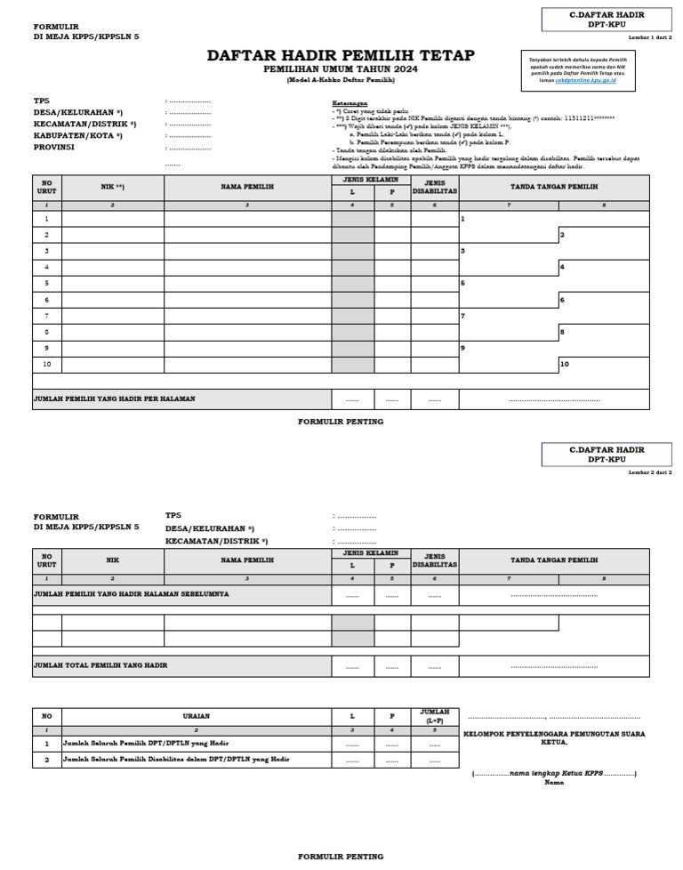 Daftar Hadir - DPT | PDF