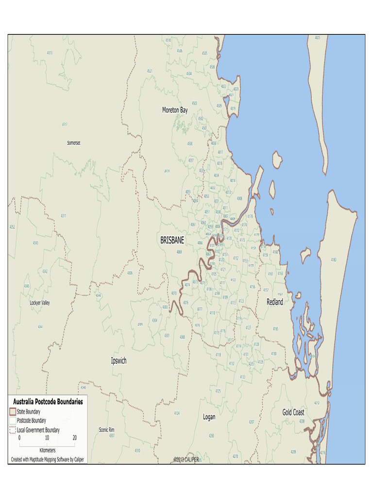 Brisbane Australia Postcode Map by Maptitude | PDF