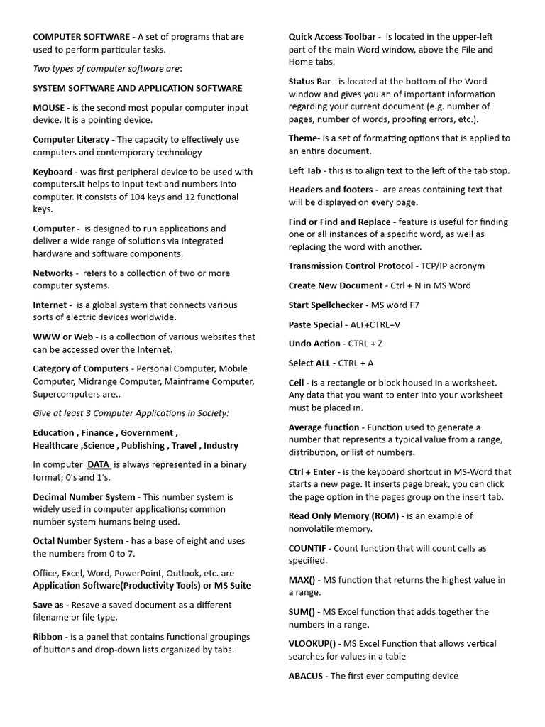 COMPUTER SOFTWARE Reviewer | Download Free PDF | Microsoft Excel ... COMPUTER SOFTWARE Reviewer | Download Free PDF | Microsoft Excel ...