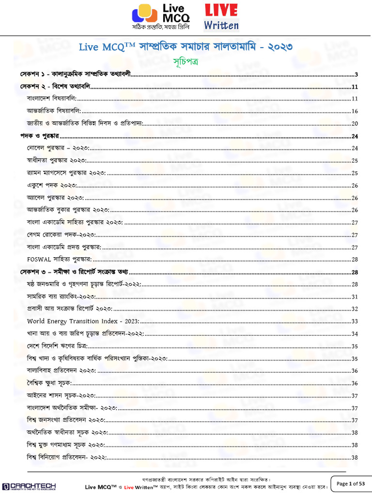 Live MCQ Saltamami 2023 | PDF